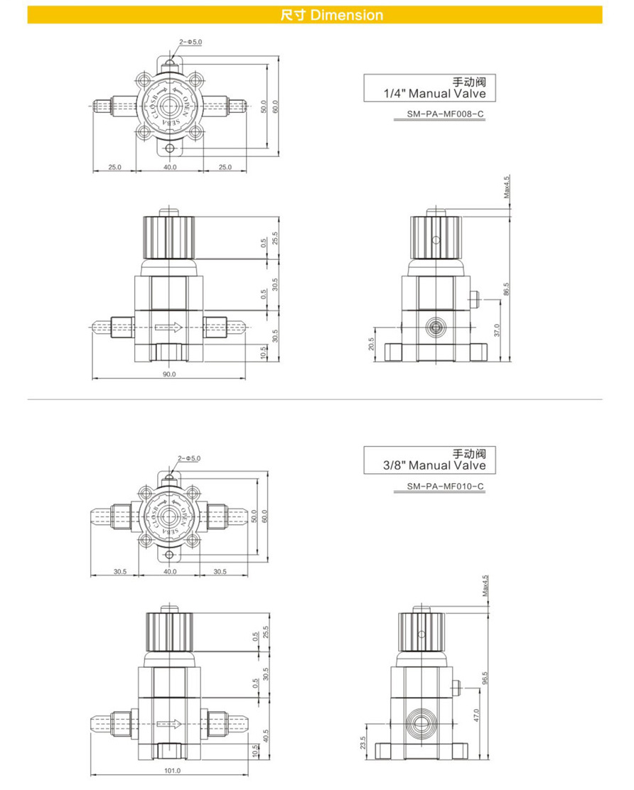 SM-PA-MF 手动阀(C型) - TRATOM_PFA阀_PFA接头_PFA高纯管_流量计_压力变送器 - 明城仪器(宁波)有限公司